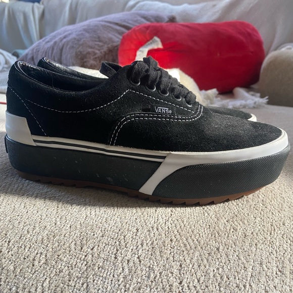Vans | Shoes | Vans Stacked Era Black Suede Rare | Poshmark